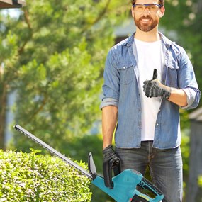 Outsunny Elektrický nůžky na živý plot, akumulátorové elektrické nůžky na živý plot s délkou střihu 51 cm, motor, akumulátor, modrý