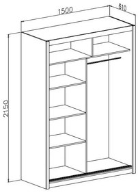 Casarredo Šatní skříň SANDINO 150 černá