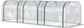 Skleník Outsunny s dveřmi, zimní ochranný skleník z oceli, skleník na balkon, zahradu, rajčatový skleník 295x100x80cm, skleník na rajčata, zeleninu, k