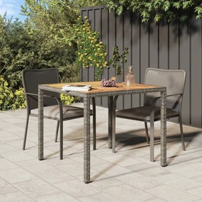 vidaXL Zahradní stůl 90 x 90 x 75 cm polyratan a akáciové dřevo šedý