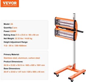 2200 W vysoce výkonná infračervená vytvrzovací lampa pro automatické sušení