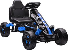 Motokára s pedály, šlapací auto pro děti s brzdami, protiskluzová kola, kovový rám, 3-6 let, modrá barva