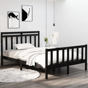 Rám postele černý masivní dřevo 140 x 190 cm - Default Title