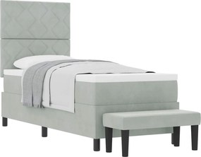 Postel s boxspringem s čelo Světle šedá 200 x 80 cm samet 3344540