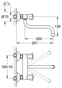 GROHE 31187001 - Dřezová nástěnná baterie COSTA L 200 mm lesklý chrom