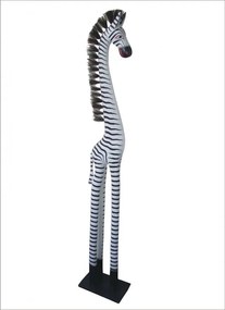 Axin Trading s.r.o. Dřevěná zebra stojící, bílá, 150 cm