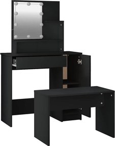 Set toaletního stolku s LED černý kompozitní dřevo 3114116