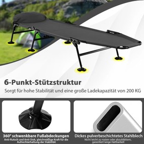 Costway Skládací kempingová postel s odnímatelnou matrací – 194 × 66 × 29 cm