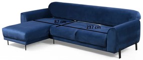 Designová sedačka Haylia 287 cm modrá - levá