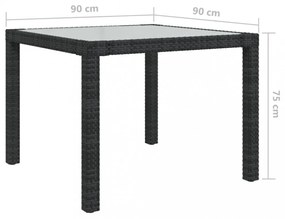 Zahradní stůl sklo / polyratan Dekorhome Béžová / černá