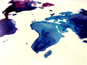 Plakáty - Mapa světa akvarel
