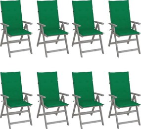 vidaXL Zahradní polohovací židle s poduškami 8 ks akáciové dřevo [3075141] Barva: Zelená