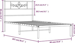 vidaXL Kovový rám postele s čelem 80 x 200 cm [355258] Barva: Černá