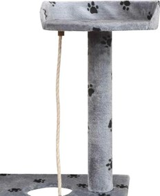 Škrabadlo pro kočky, sisalové sloupky 150 cm šedá potisk tlapek 170486