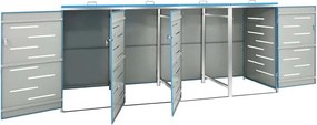 Přístřešek na čtyři popelnice 276,5x77,5x115 cm nerezová ocel 149569
