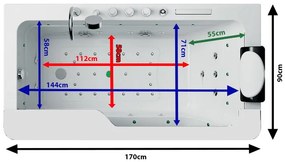 BPS-koupelny Hydromasážní vana HYD-NE912WH 170x90 BÍLÁ s ohřevem vody