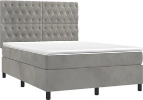 Box spring postel s matrací světle šedá 140x200 cm samet 3143205