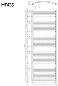Mereo otopný žebřík oblý 600x1690 mm středové připojení bílý MT43S