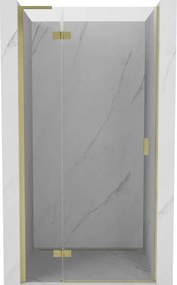 Mexen Mist-H L, 1-křídlé sprchové dveře levé 80 cm, čiré sklo, zlatý matný profil, 8A5L-080-000-55-00-L