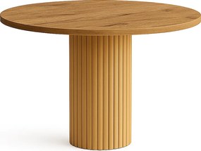 NW Kulatý jídelní stůl NESTORIO 2, 90 cm Barva/ dekor: Dub Craft, Barva nohy stolu: Zlatá