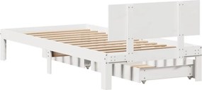 Rám postele se zásuvkami bílý 100 x 200 cm masivní borové dřevo 3301981