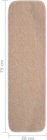 Nášlapy na schody 15 ks 75 x 20 cm béžové protiskluzové 340403