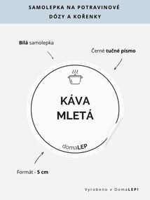 KÁVA INSTANTNÍ – bílá samolepka na dózu, tučné písmo, 5 cm | DomaLEP