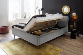 Čalouněná postel lemina s úložným prostorem 160 x 200 cm světle šedá MUZZA