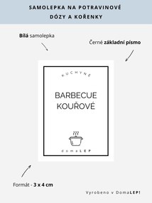 Samolepka na kořenky BARBECUE KOUŘOVÉ bílá 3 × 4 cm základní písmo