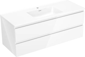 Mexen Orio, koupelnová skříňka 120 cm s umyvadlem Otis, 2 zásuvky, bílá lesklá, 91A10-12047-2-BFF00-W18M00