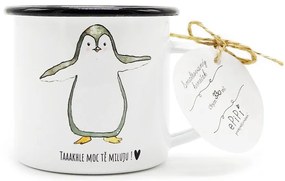 Smaltovaný hrnek Zamilovaný tučňák, 330 ml – s originálním autorským motivem
