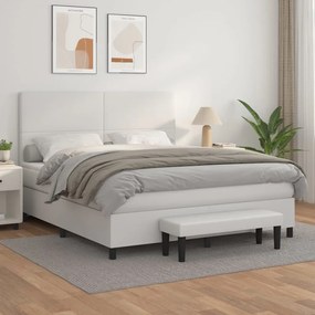 Box spring postel s matrací bílá 160x200 cm umělá kůže