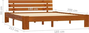 Rám postele medově hnědý masivní borovice 180 x 200 cm 283183