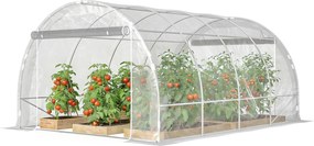 Outsunny tunelový zahradní skleník 3×4×2 m se 2 rolovacími dveřmi — ocelový rám, UV-odolná PE plachta, 4 diagonální výztuhy, průhledný | Aosom