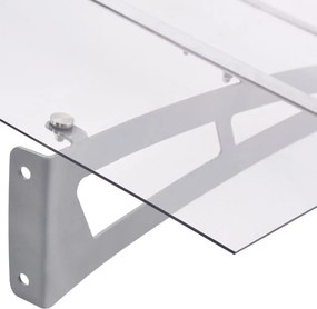 Stříška na dveře stříbrná a průhledná 150x90 cm PET 144829