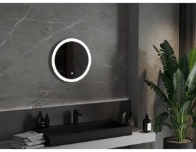 Mexen Oro, kulaté LED podsvícené koupelnové zrcadlo 50 cm, 6000K, topná podložka proti zamlžování, 9824-050-050-611-00