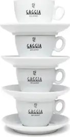 Gaggia šálky s podšálky cappuccino / 4 ks / porcelán
