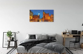 Obrazy na plátně Gdańsk Staré Město v noci kostel 125x50 cm