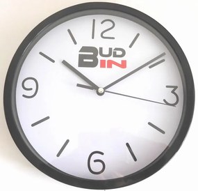 Černé nástěnné netikající hodiny s plynulým chodem BUD-IN C1702.1