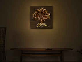 Li-Go "Dub" světelný obraz s baterií 62x62cm varianta ovládání: manuál/pohybové čidlo, provedení povrchu: dub