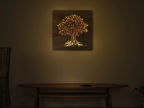 Li-Go "Dub" světelný obraz s baterií 62x62cm varianta ovládání: manuál/pohybové čidlo, provedení povrchu: bříza