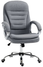 HOMCOM Kancelářská židle Vinsetto ergonomická s nastavitelnými područkami, výškově nastavitelná, houpací funkce, černá, len, 64x75x111-121 cm | Aosom…