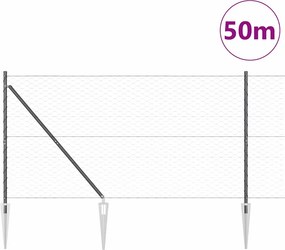 Hexagonální plot s podpěrou 50 x 1,4 m Ocel potažená PVC Šedá 3353282