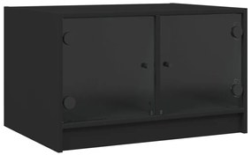 Konferenční stolek se skleněnými dvířky černý 68x50x42 cm - Default Title