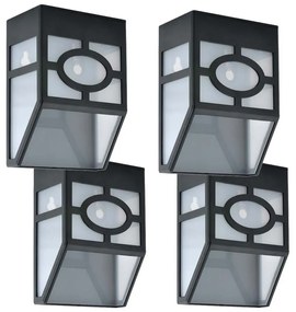 Venkovní černá solární lampa, 4 ks