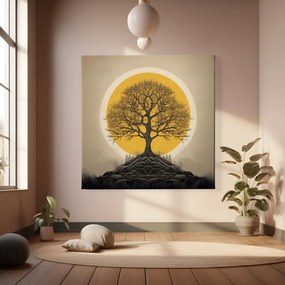 Obraz na plátně - Strom života vycházející slunce FeelHappy.cz Velikost obrazu: 120 x 120 cm