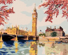 zuty malování podle čísel - big ben na podzim, 40x50 cm, vypnuté plátno na rám