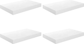 Plovoucí nástěnné police 4 ks bílé vysoký lesk 40x23,5x3,8 cm MDF 323744