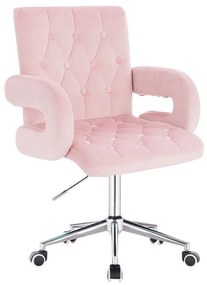 LuxuryForm Židle BOSTON VELUR na stříbrné podstavě s kolečky - světle růžová