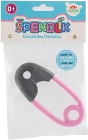 TEDDIES Chrastítko špendlík šedorůžové / 12 cm / plast / 0m+